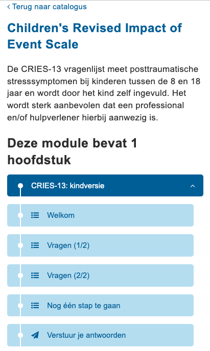 CRIES-13-vragenlijst op het platform van Minddistrict